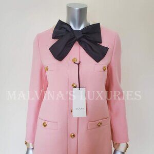 Gucci | Jackets & Coats | Gucci Coat Pink Rose Wool Removable Bow Cuffs ...